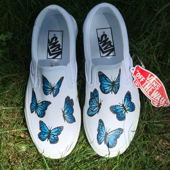 Vans | Shoes | Custom Hand Painted Butterfly Vans | Poshmark